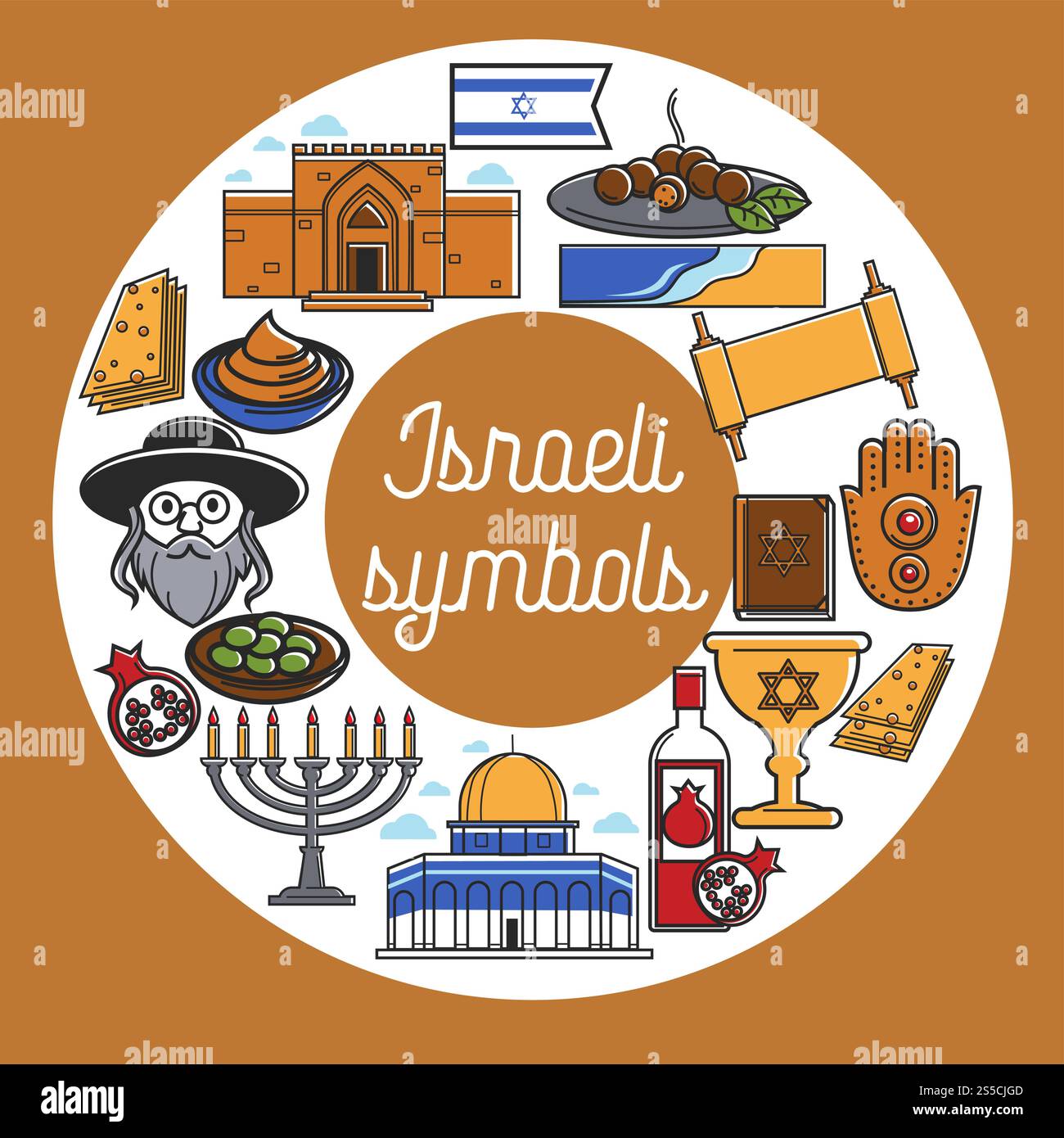 Israeli symbols with cultural and architectural elements poster ...