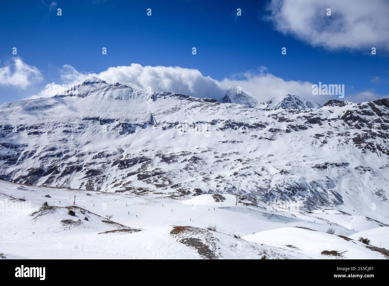 Ski slopes of Val Cenis in the Vanoise Park, France. Ski slopes of Val ...