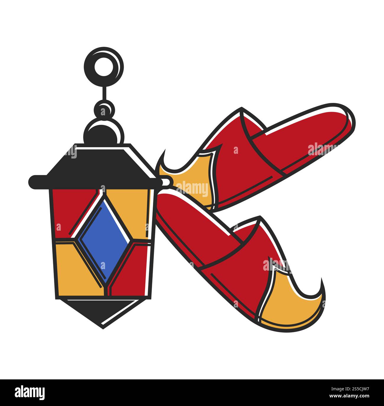 Morocco culture symbols. Vector color glass lantern and oriental ...