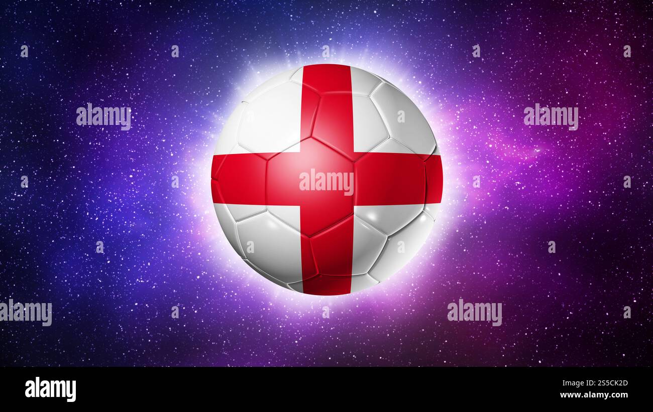 3D soccer ball with England team flag, football 2022. Space background ...
