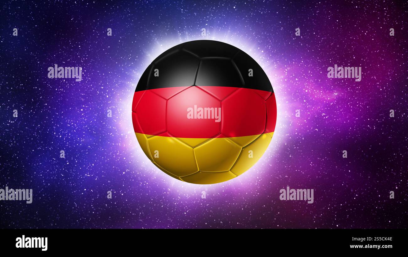 3D soccer ball with Germany team flag, football 2022. Space background ...