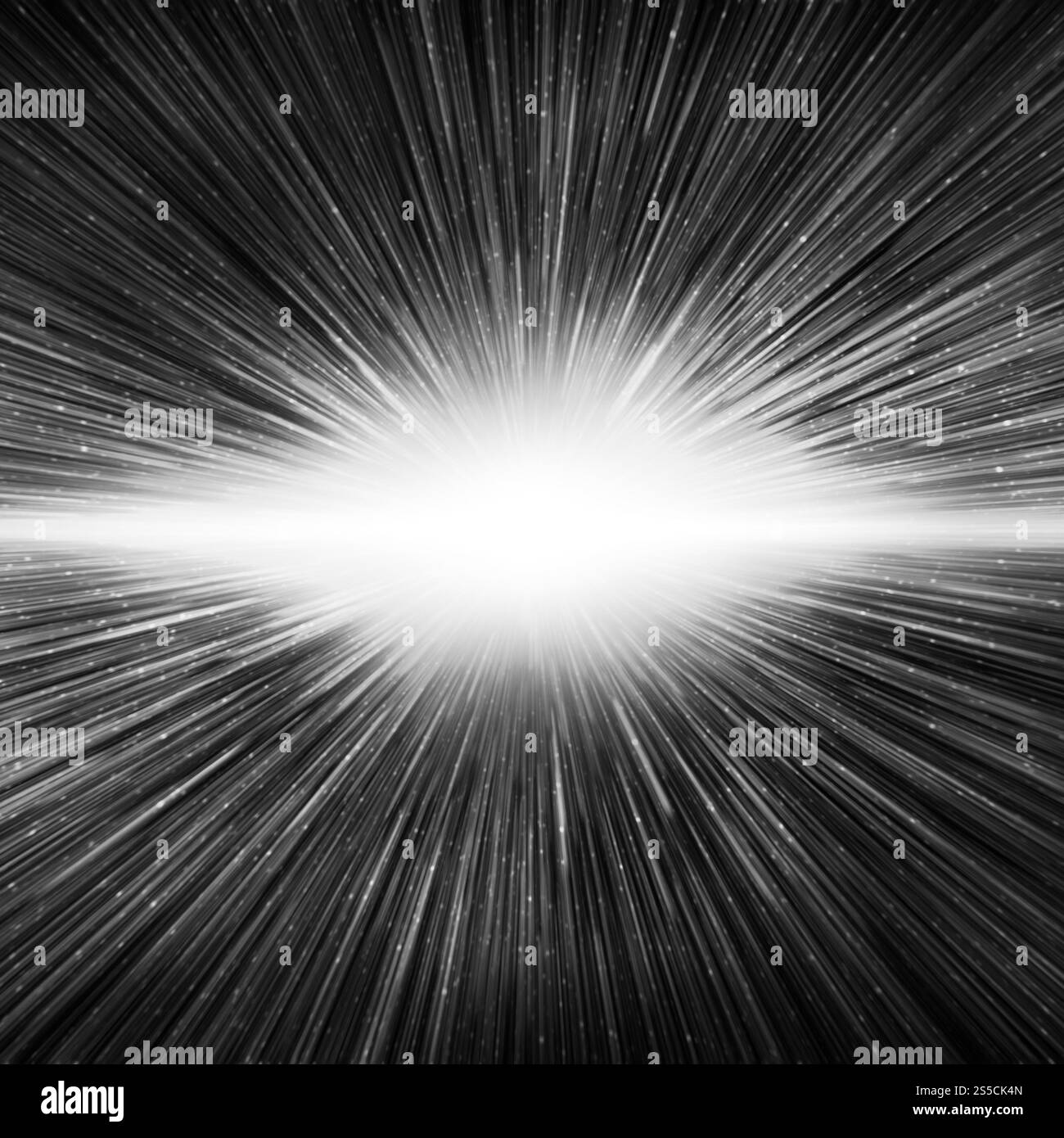 Big bang effect on bright black galaxy sky, square background. 3d ...