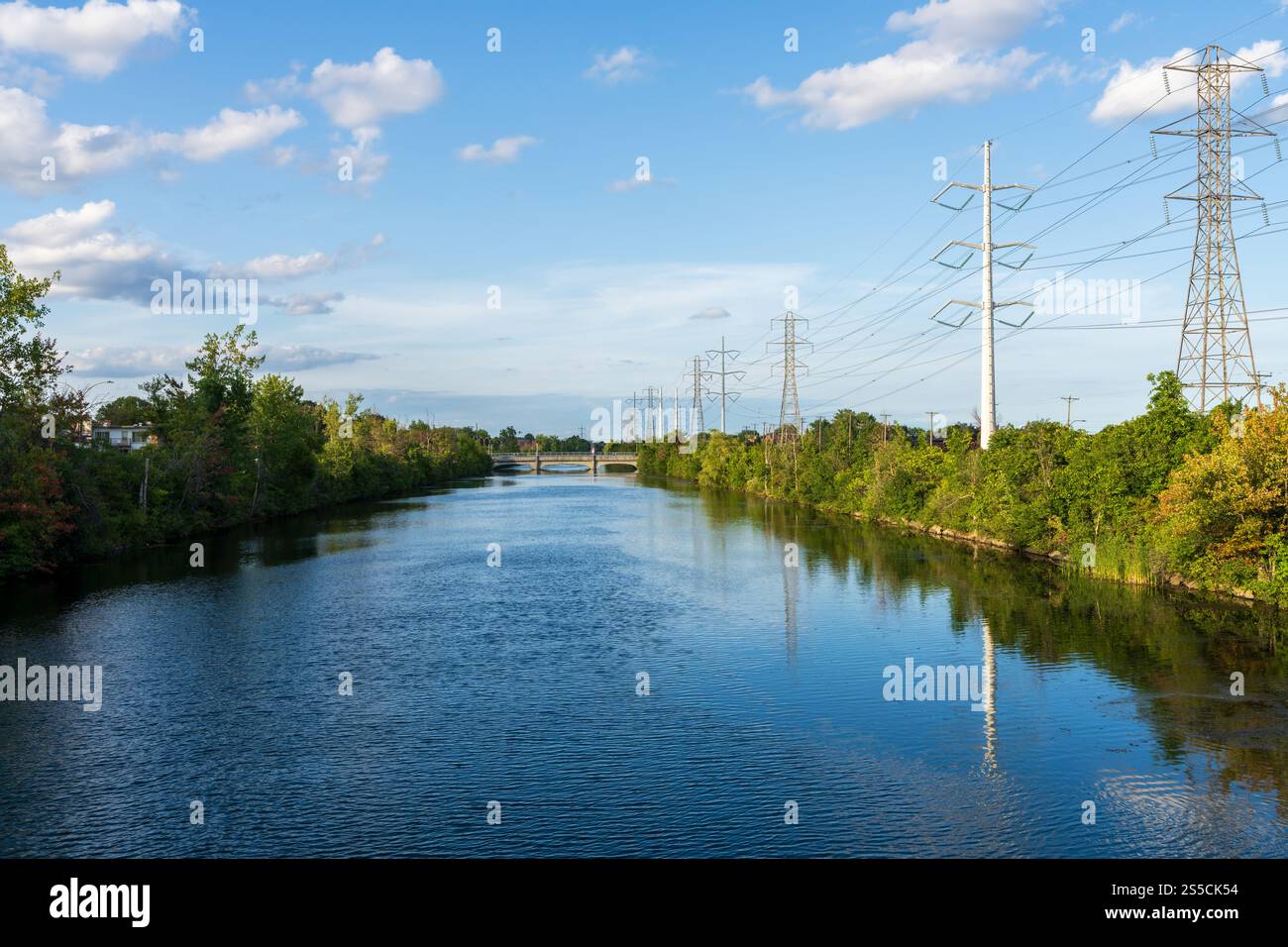 Canal de l'Aqueduc beside the Angrignon Park. An open-air aqueduct ...