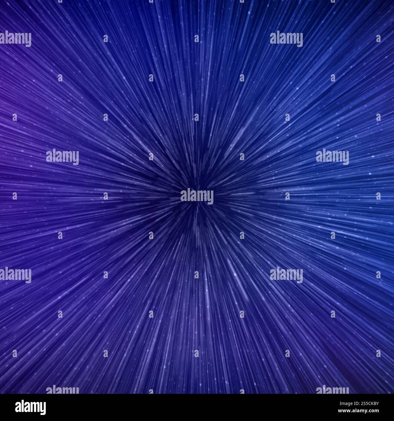 Hyperspace speed effect in night starry sky. Bright blue galaxy, square ...