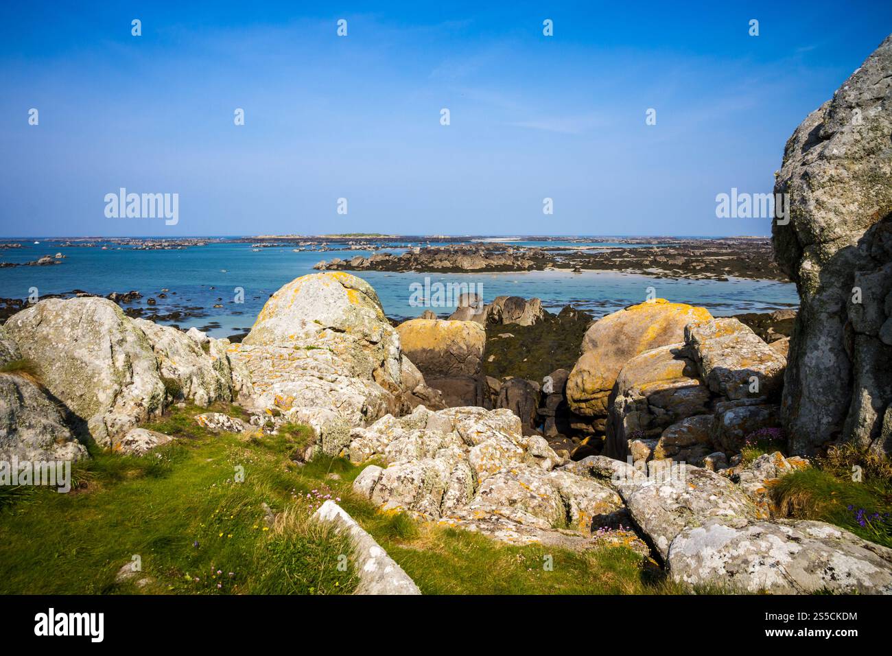 Chausey island coast and cliffs landscape in Brittany, France. Chausey ...