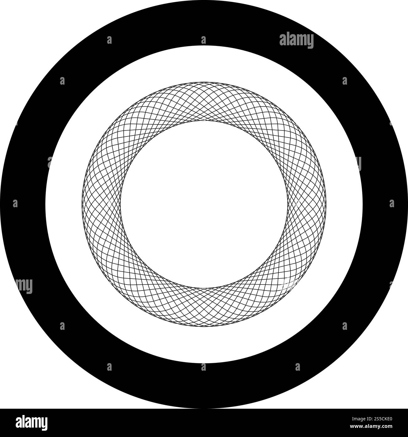 Spirograph element empty in center Abstract concentric symbol icon in circle round black color ...