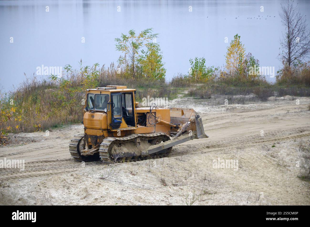 Quarry aggregate with heavy duty machinery on Construction industry ...