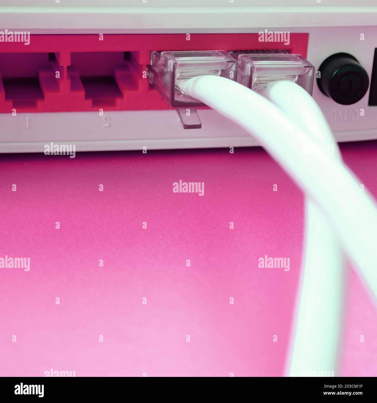 The Internet cable plugs are connected to the Internet router, which ...