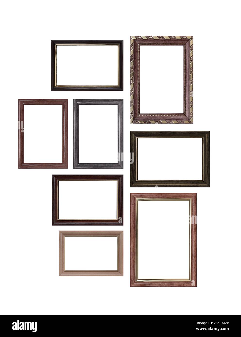 Set of empty picture frames with free space inside, isolated on white ...