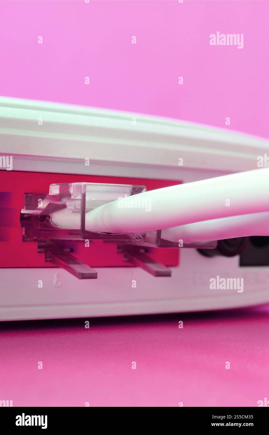 The Internet cable plugs are connected to the Internet router, which ...