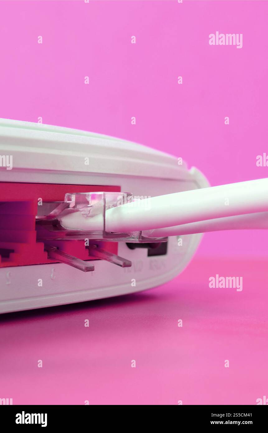 The Internet cable plugs are connected to the Internet router, which ...