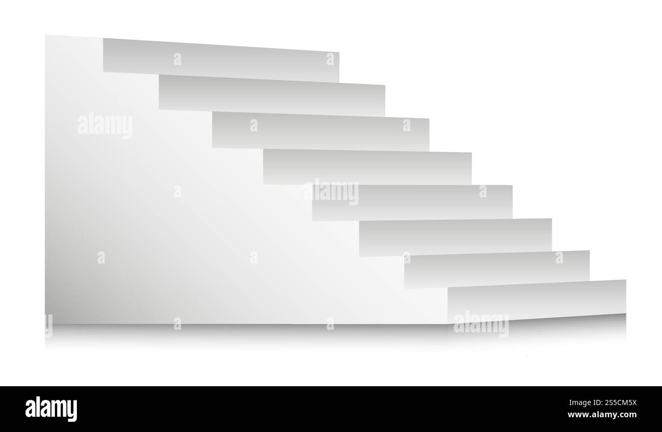 Stairs or staircases and podium ladders. Vector 3D isolated white ...