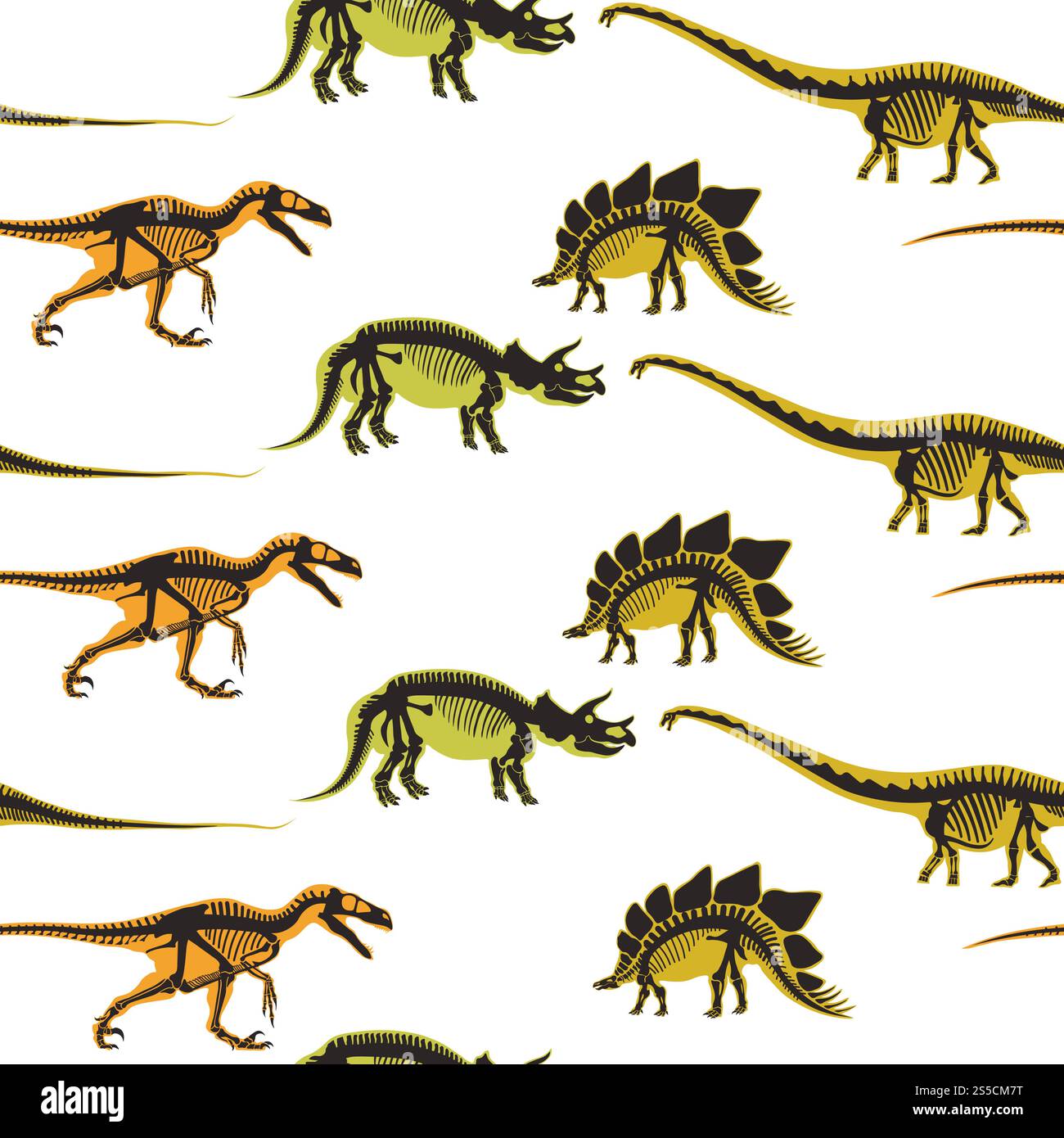 Dinosaurs and pterodactyl types of animals seamless pattern isolated on ...