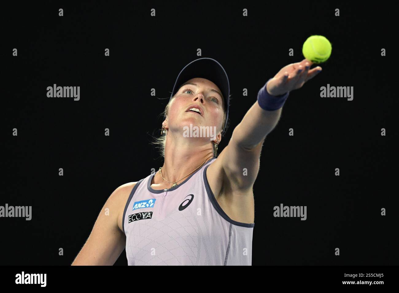 Melbourne, Australia. 14th Jan, 2025. Olivia Gadecki of Australia prepares to serve during her ...