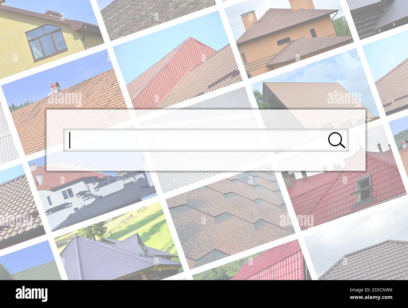 Visualization of the search bar on the background of a collage of many ...