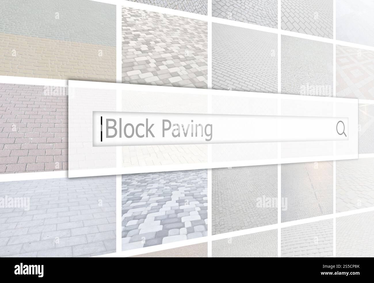 Visualization of the search bar on the background of a collage of many ...