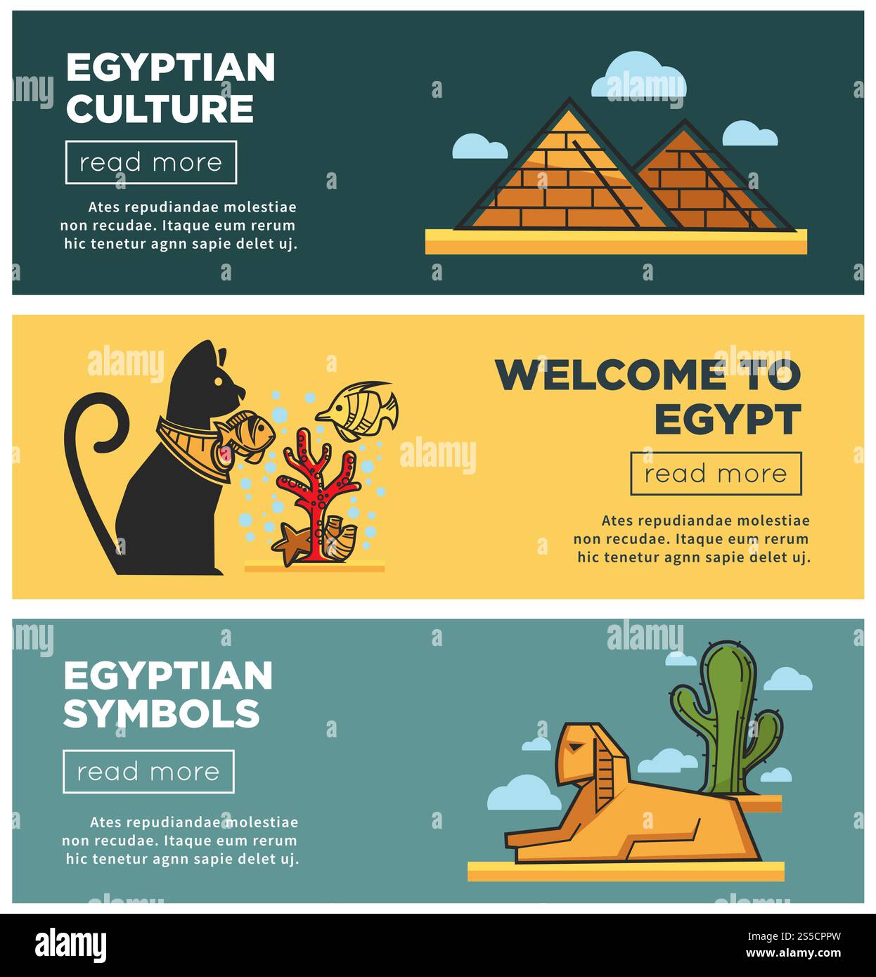 Welcome to Egypt promotional Internet posters templates set. Egyptian ...