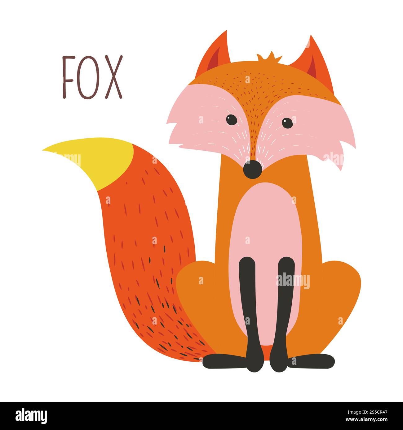 Wild forest fox childish cartoon book character. Cunning animal with ...