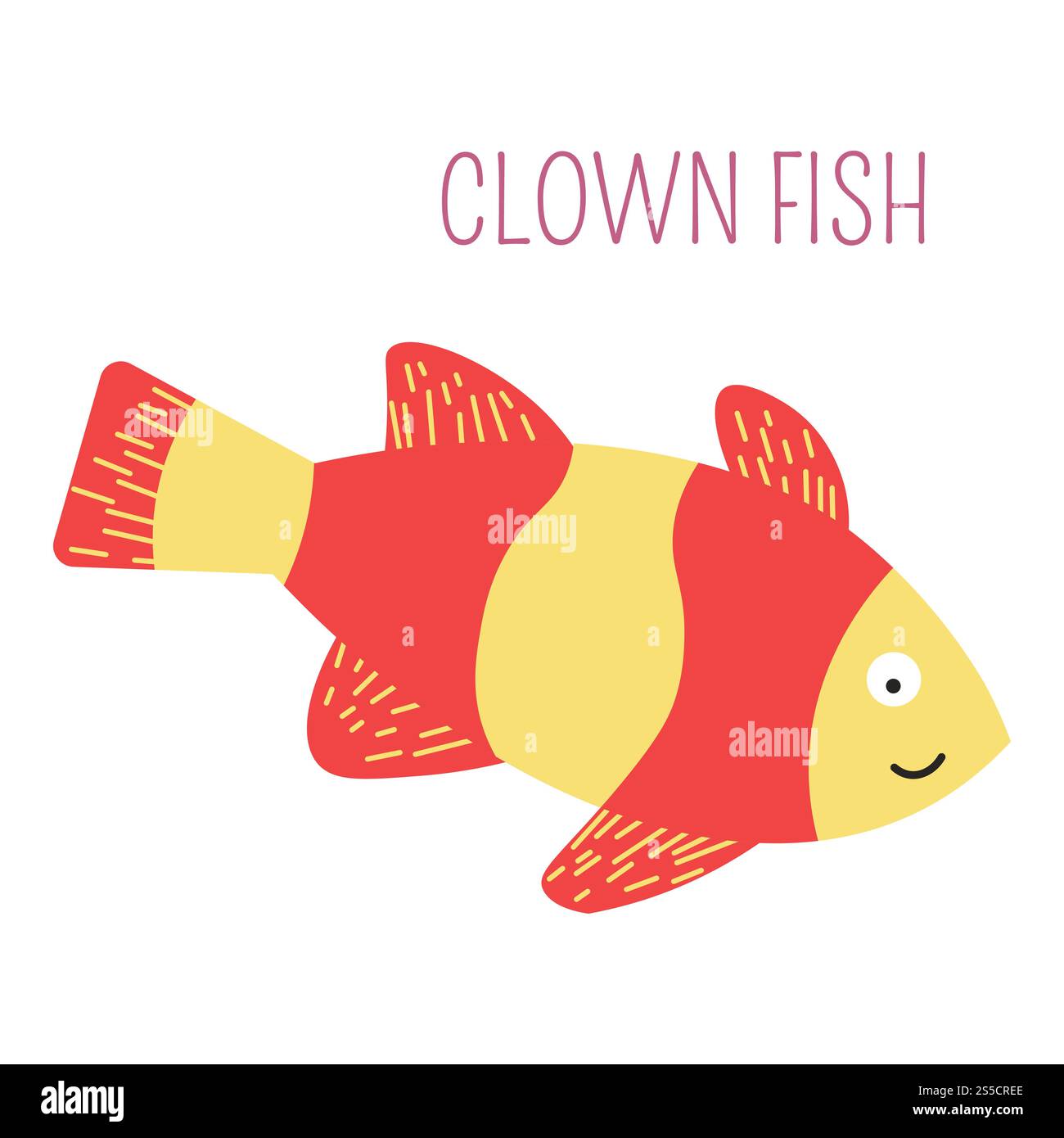 Clown fish underwater childish cartoon book character. Sea creature ...