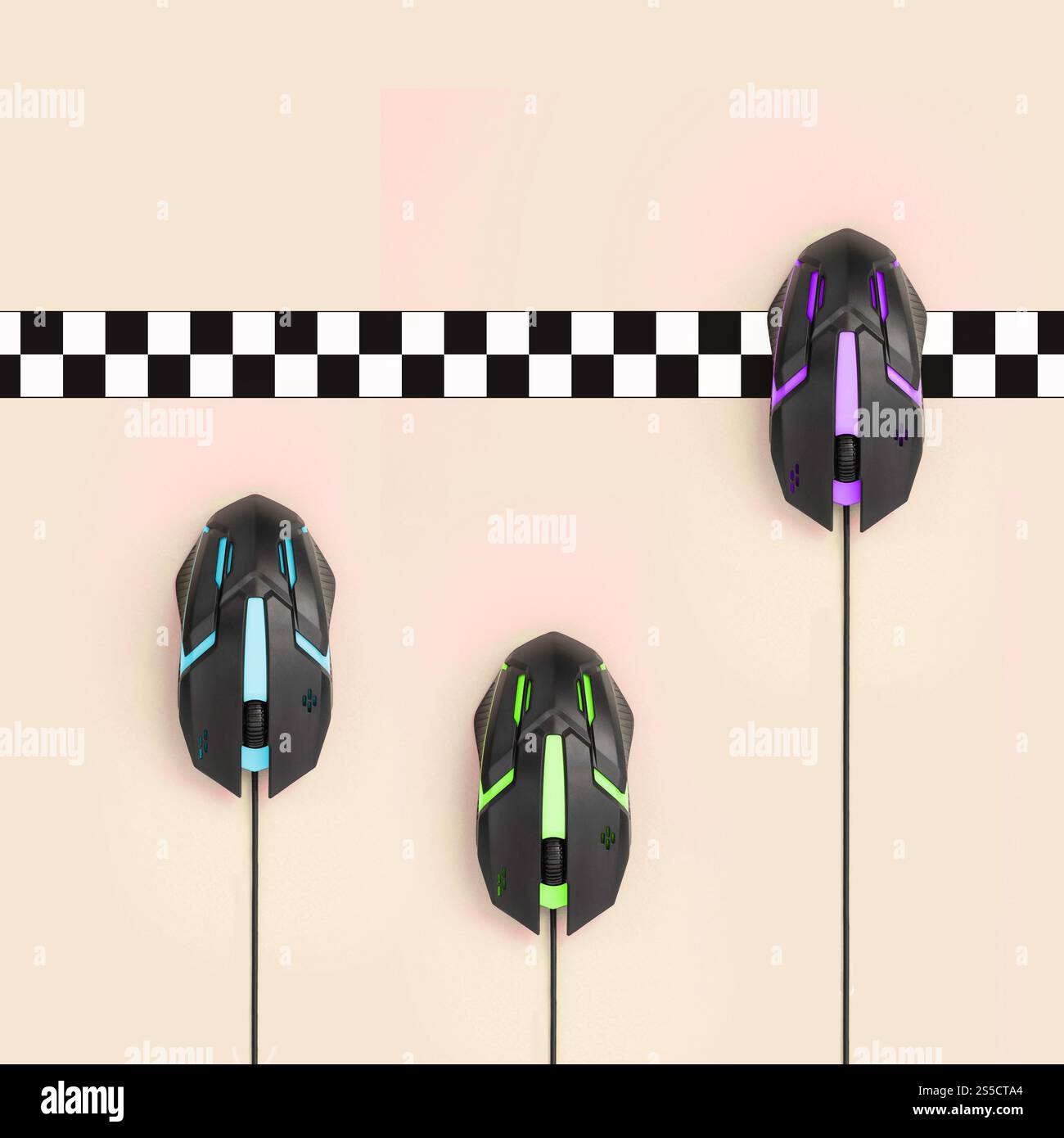 Metaphor of a sports race among computer mouses approaching the ...