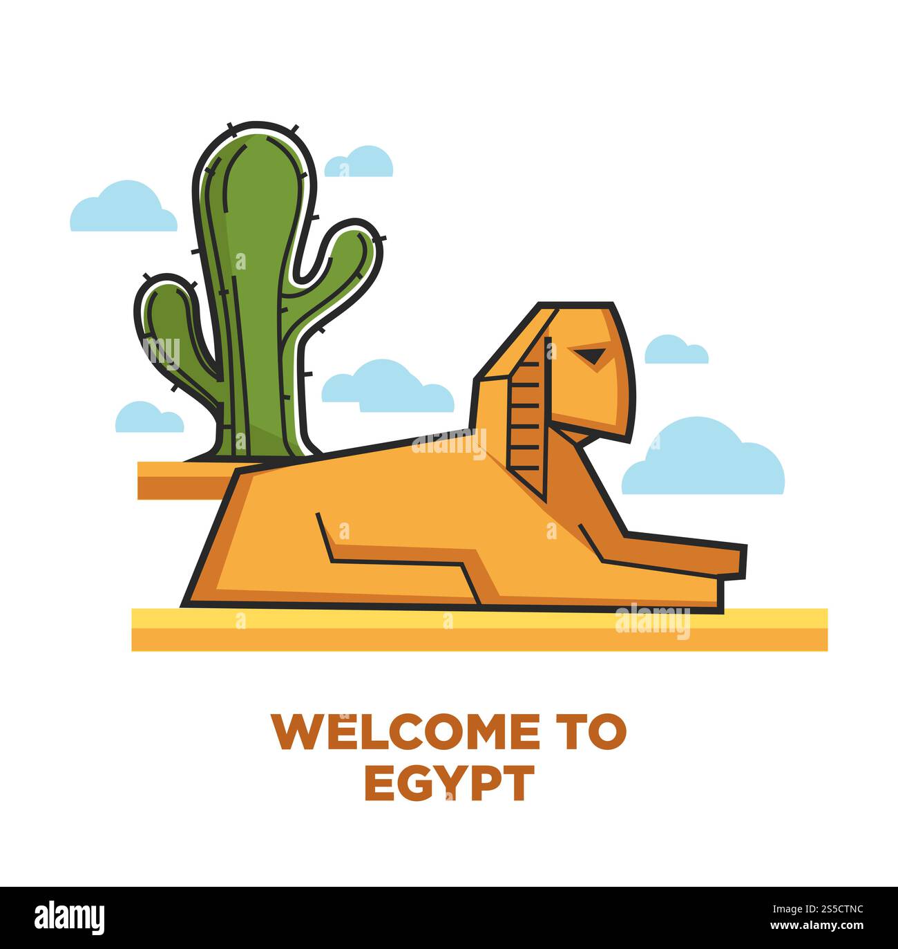Welcome to Egypt promotional poster with sphinx and cactus. Famous ...