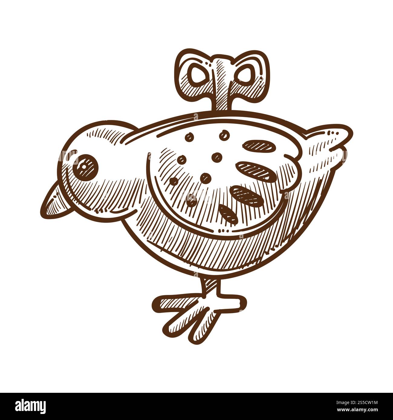 Small toy bird with key in back to wind up. Artificial animal with ...