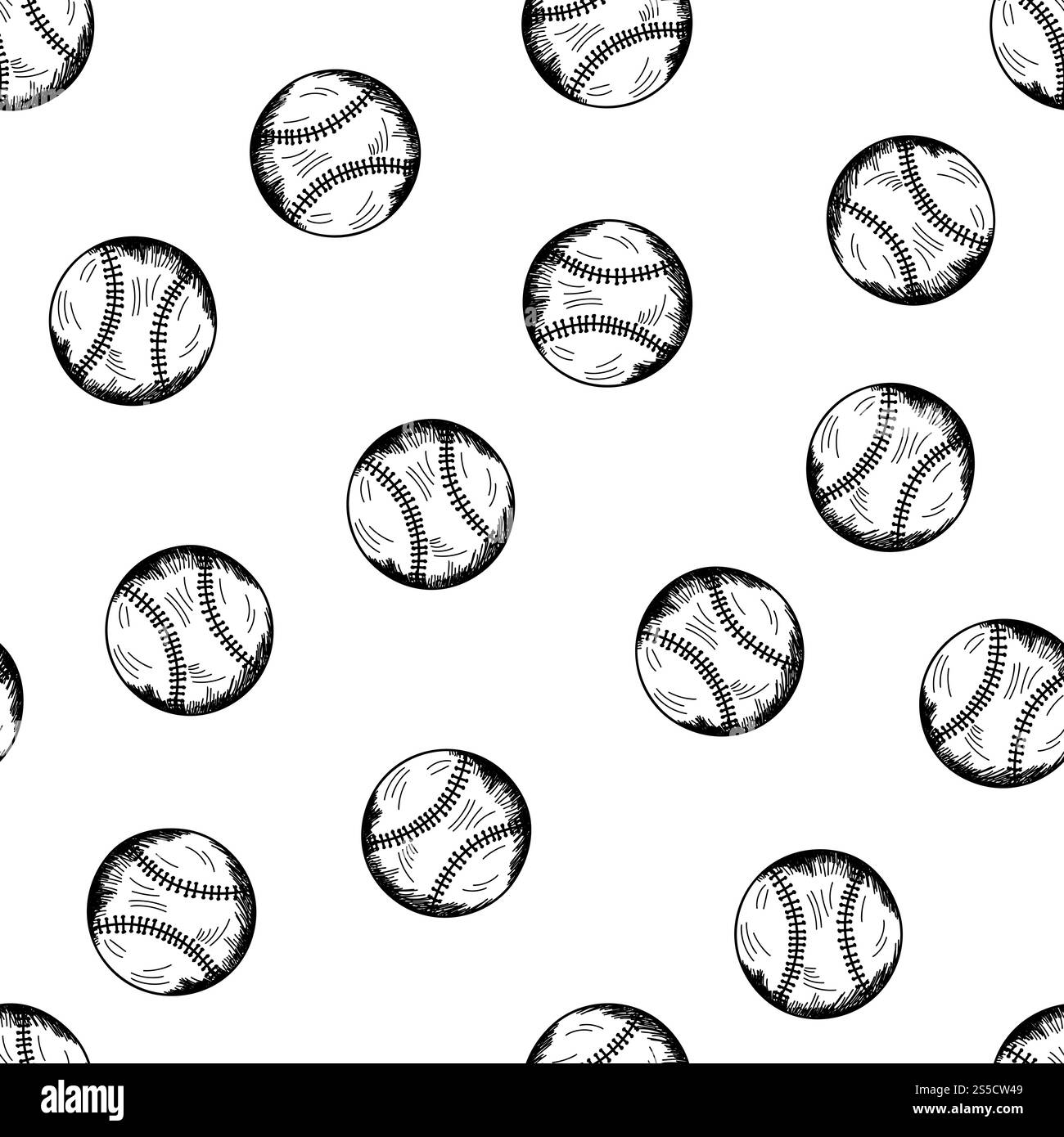 Baseball Seamless. Sketch Doodle Design. Vector Illustration Stock ...