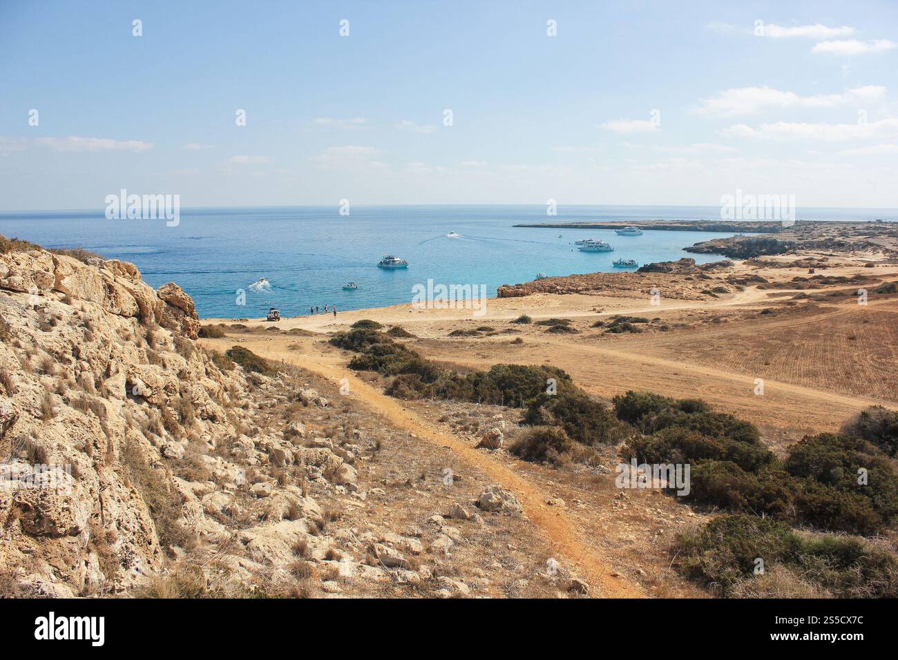 Long distance view of Cape Cavo Greco in summer Stock Photo - Alamy