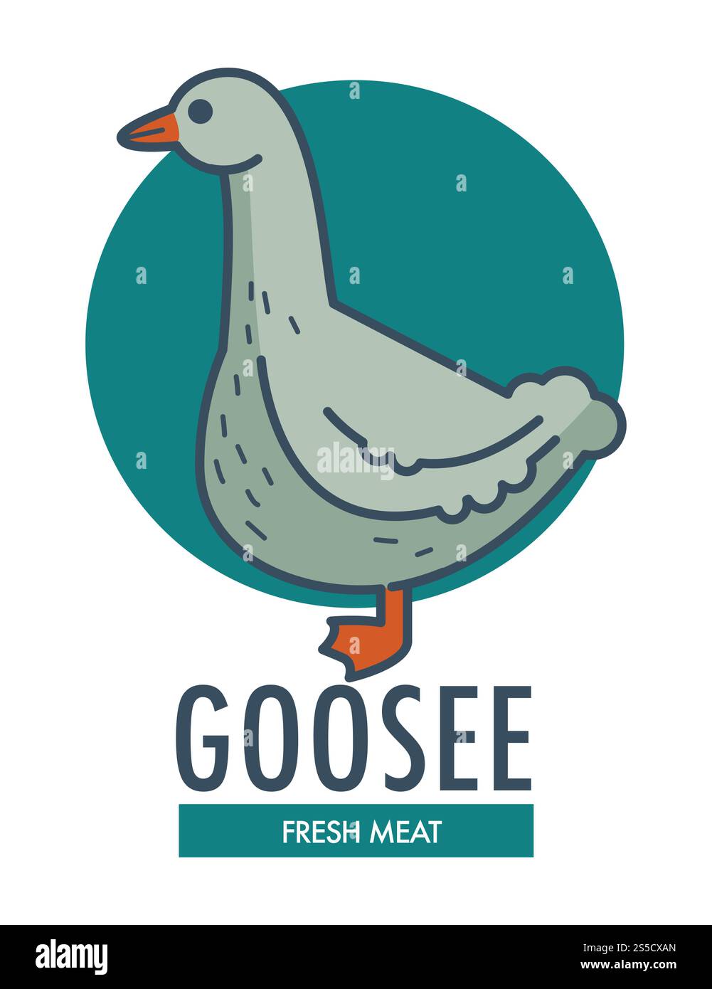 Goose fresh meat commercial logotype with domestic bird. Animal with ...