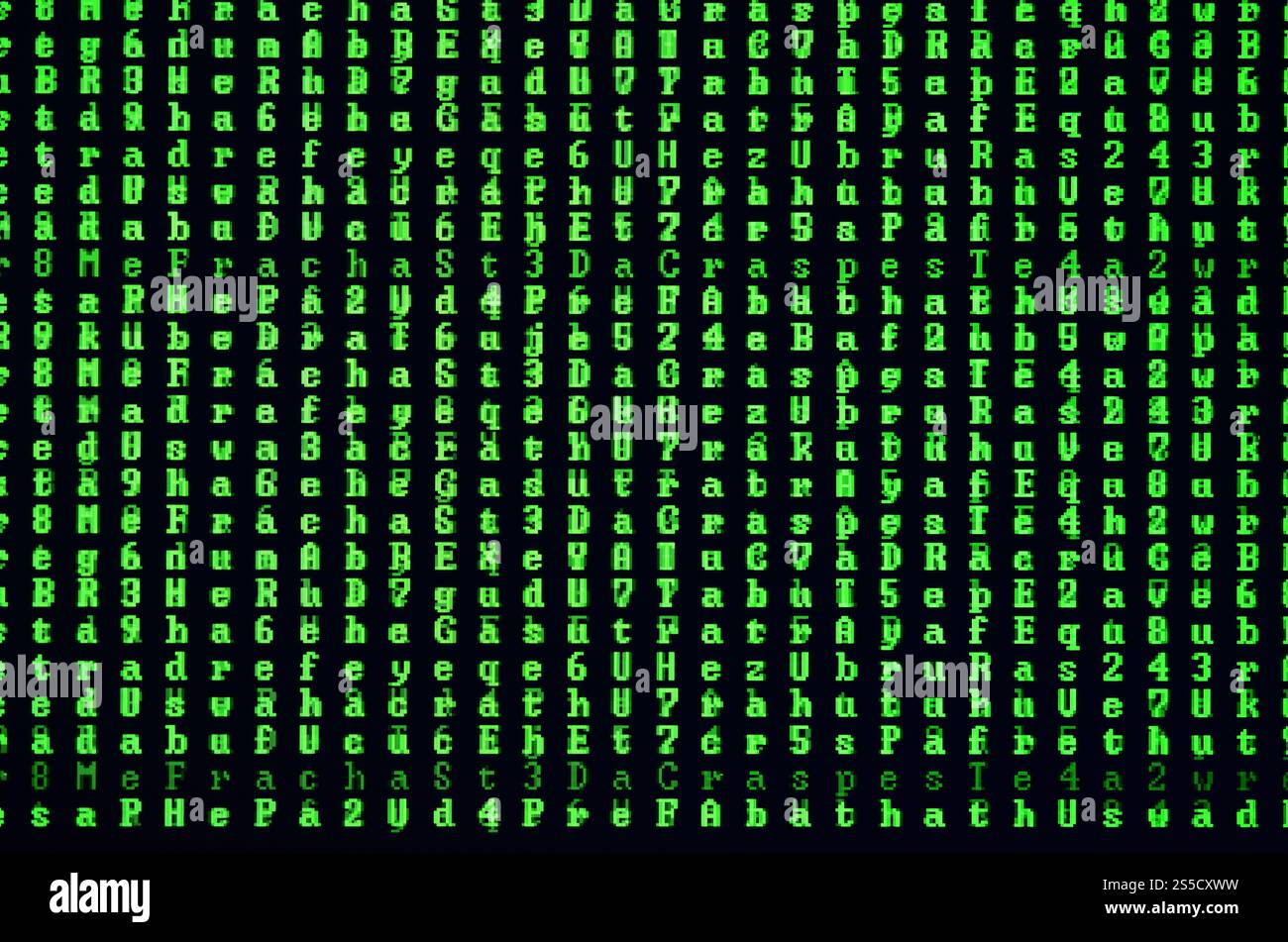 Macro shot of a glitch on the monitor of an office computer. The ...