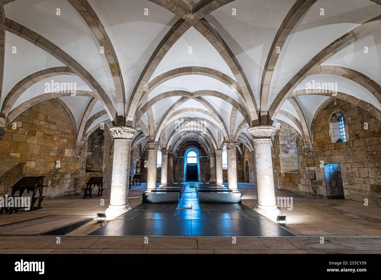 The monks hall of Alcobaca monastery, Mosteiro de Santa Maria de ...