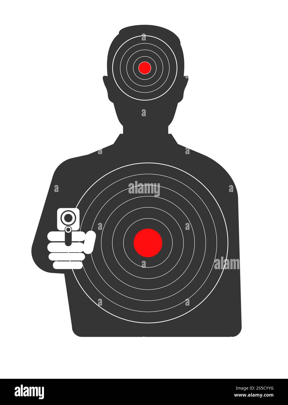 Targets on dangerous criminal black silhouette with gun. Aim for ...