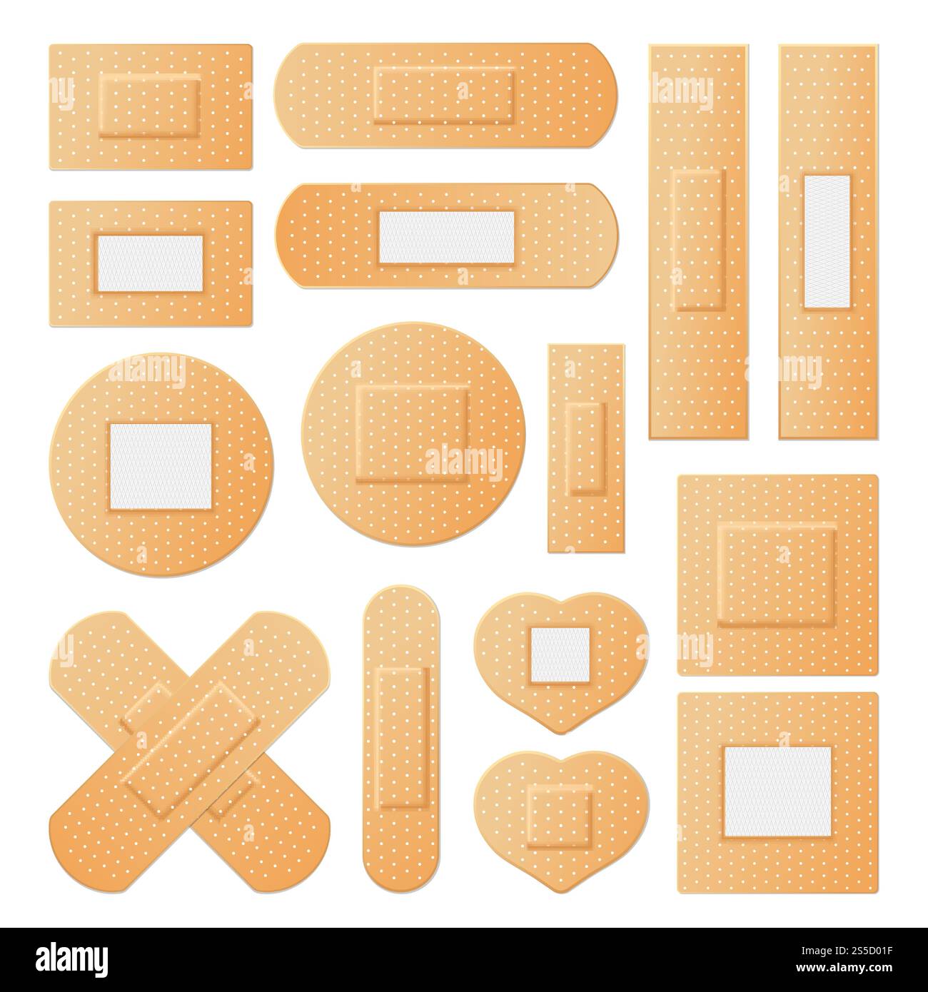 Medical beige plasters of all possible forms set. Sterile equipment to ...