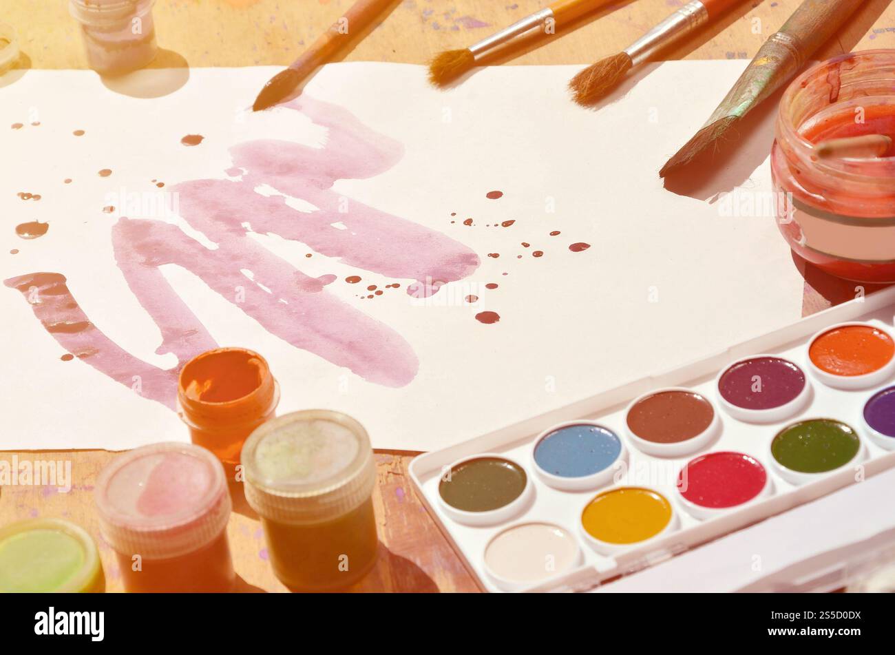 Background image showing interest in watercolor painting and art. A ...