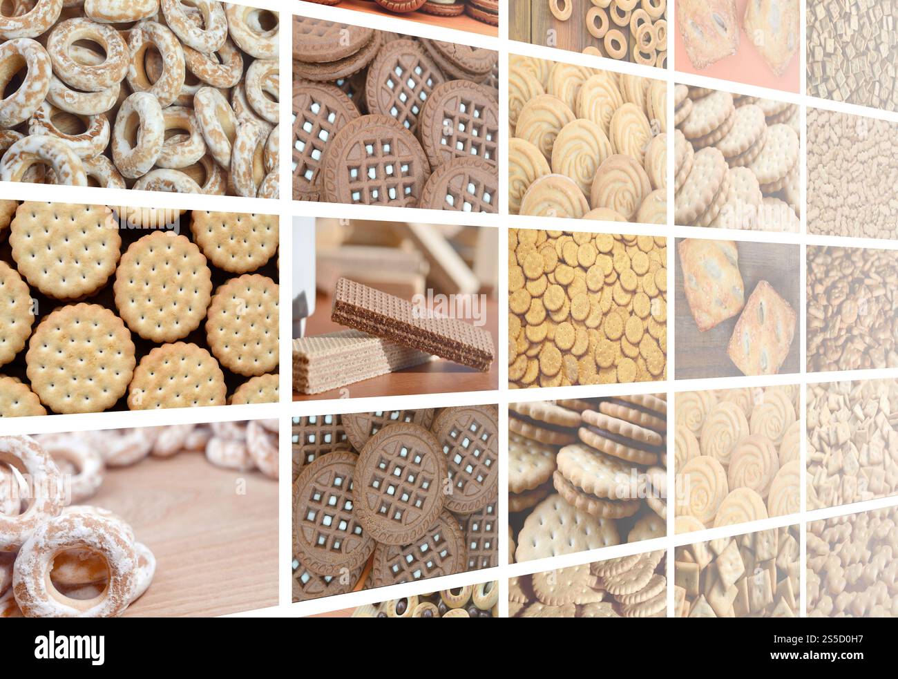 A collage of many pictures with various sweets close-up. A set of ...
