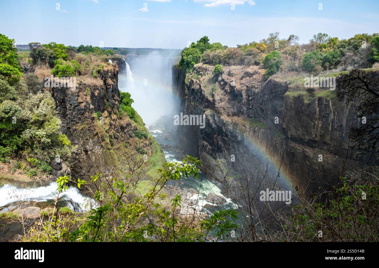 Victoria Falls, waterfall on the Zambezi River on the border between ...