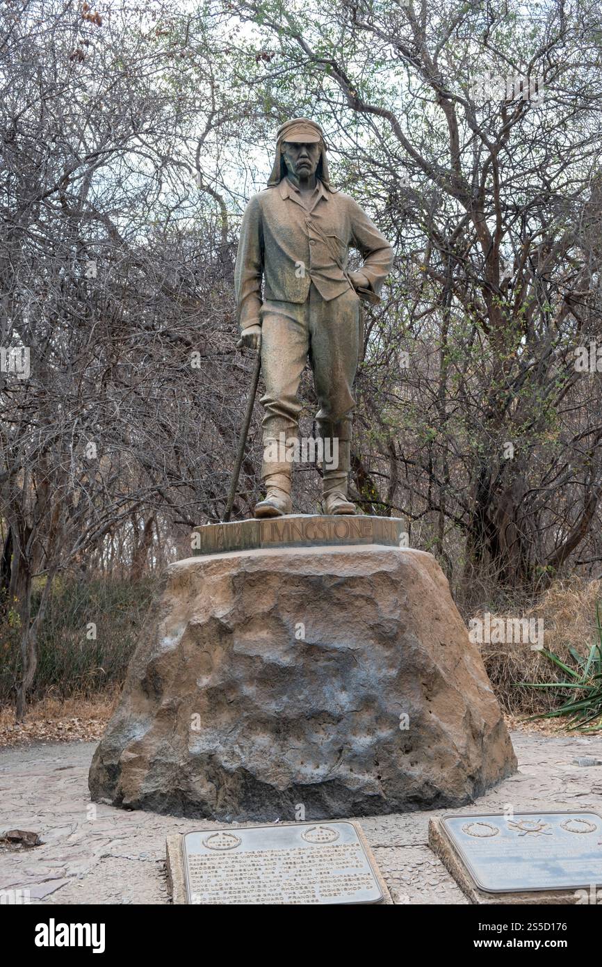 David Livingstone Scottish explorer statue at Victoria Falls on the ...