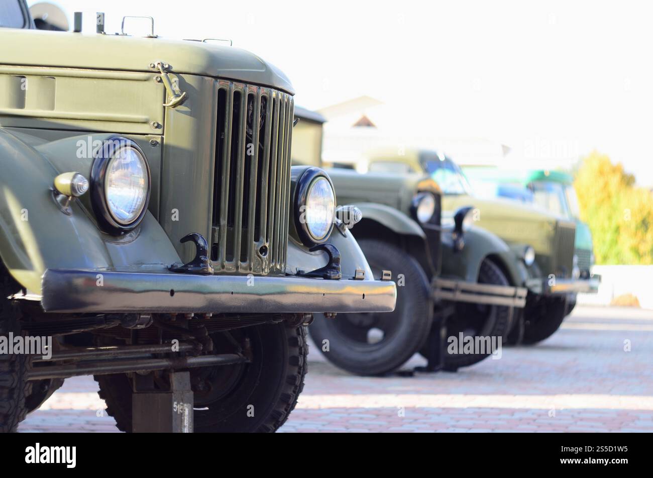 Photo of the cabins of three military off-road vehicles from the times ...