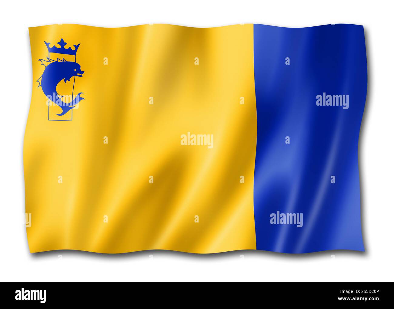 Isere County flag, France waving banner collection. 3D illustration ...