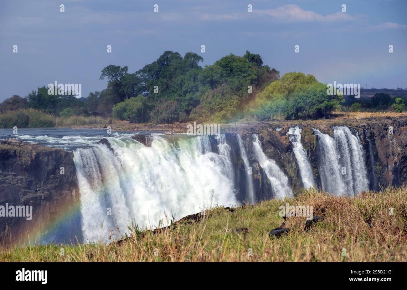 Victoria Falls, waterfall on the Zambezi River on the border between ...