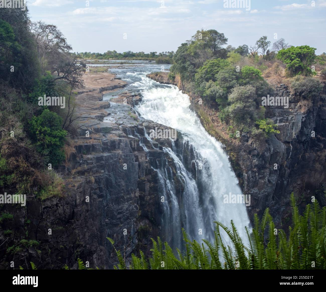 Victoria Falls, waterfall on the Zambezi River on the border between ...