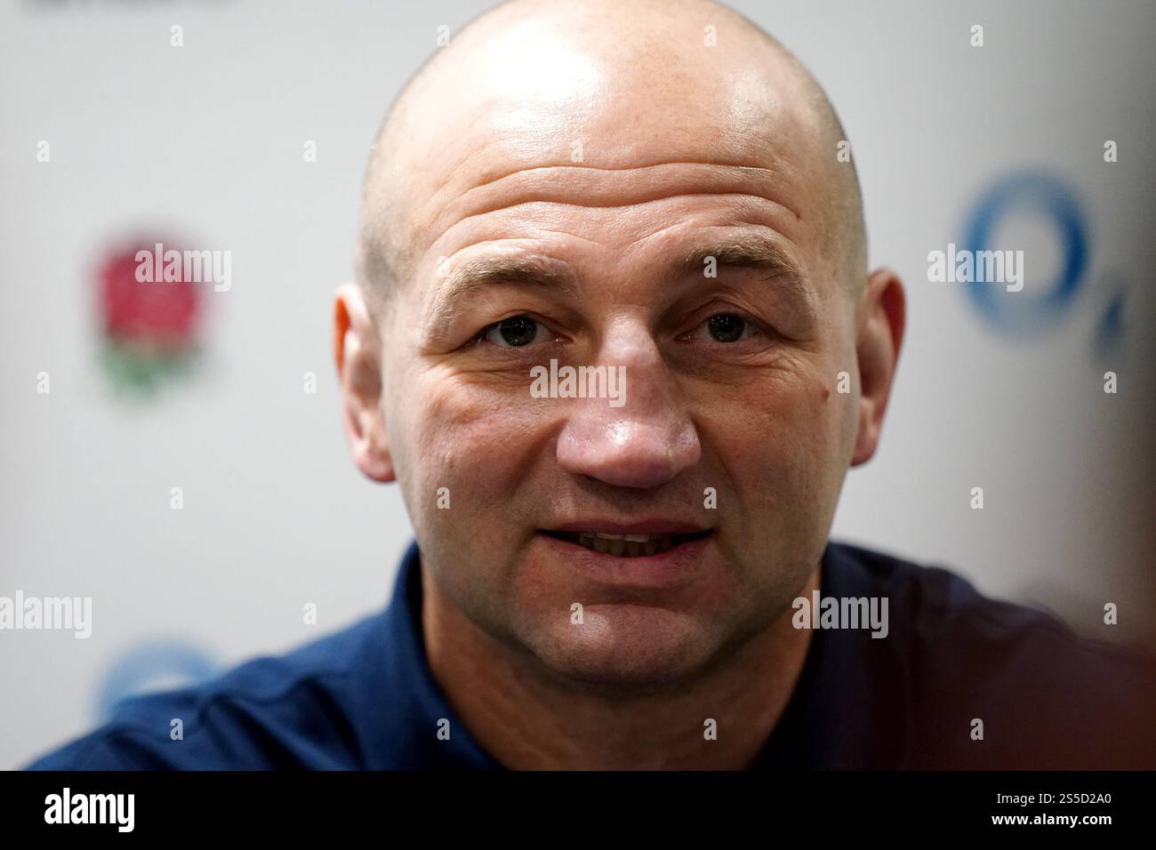 England head coach Steve Borthwick speaks to the media during the 2025 Guinness Six Nations ...