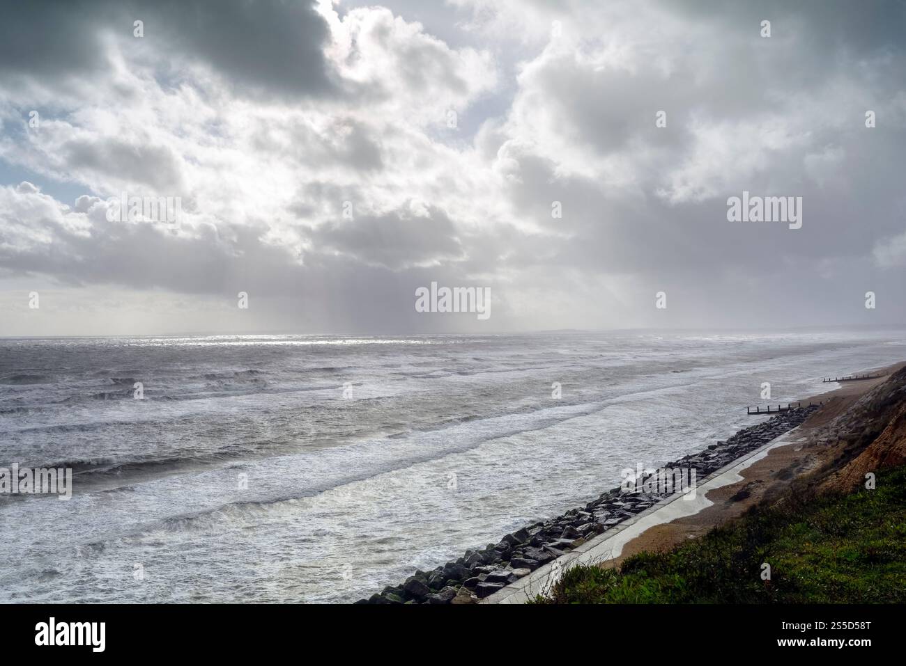 Seascape, stormy sky, rough sea, waves, windy Stock Photo - Alamy