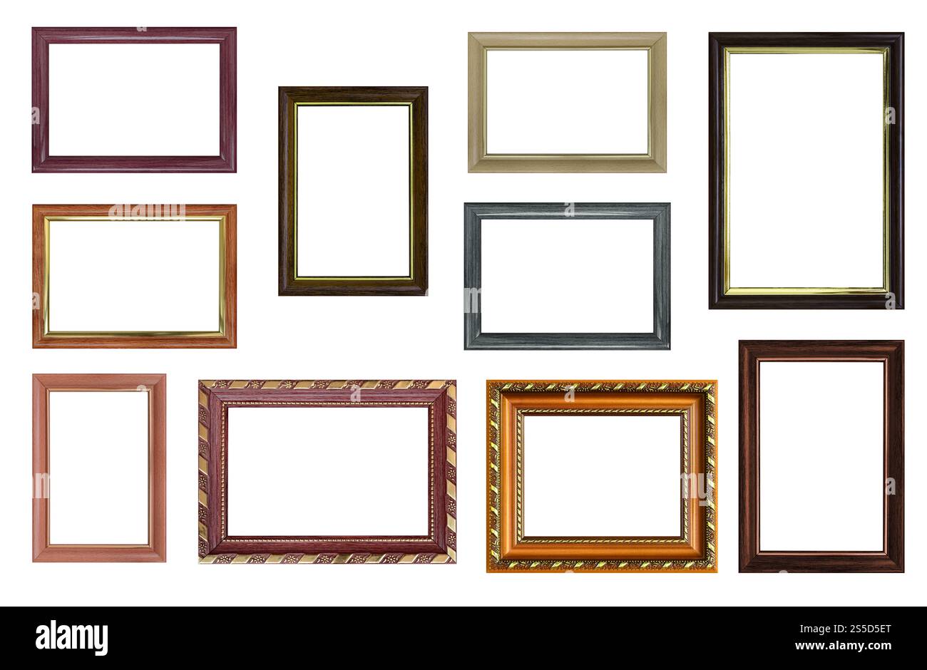 Set of empty picture frames with free space inside, isolated on white ...