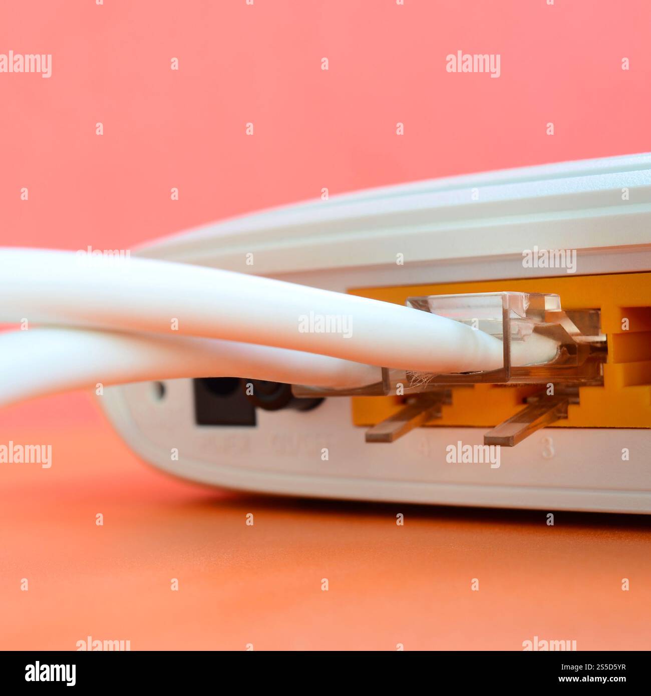 The Internet cable plugs are connected to the Internet router, which ...