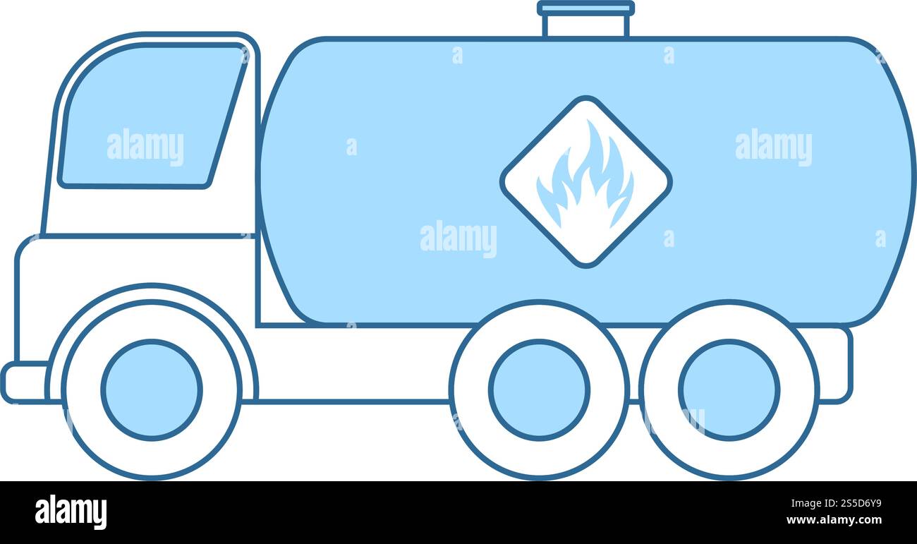 Oil Truck Icon. Thin Line With Blue Fill Design. Vector Illustration ...