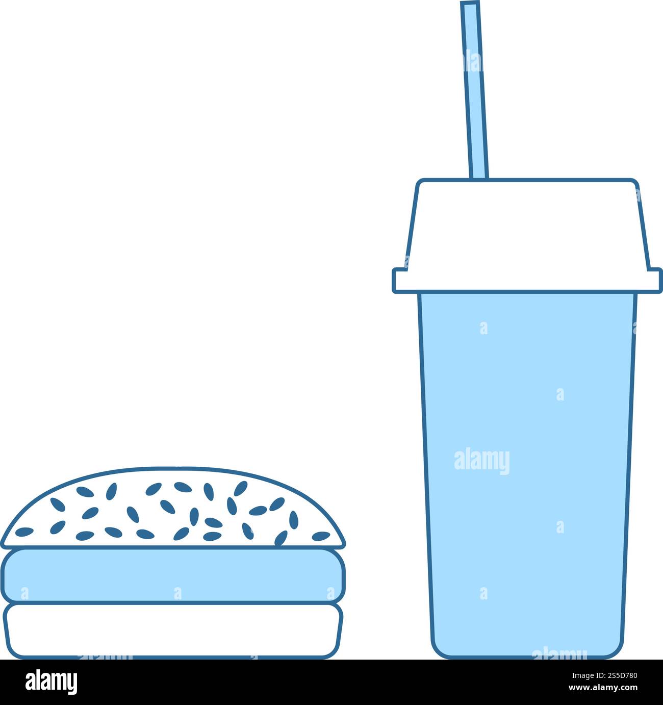 Fast Food Icon. Thin Line With Blue Fill Design. Vector Illustration ...