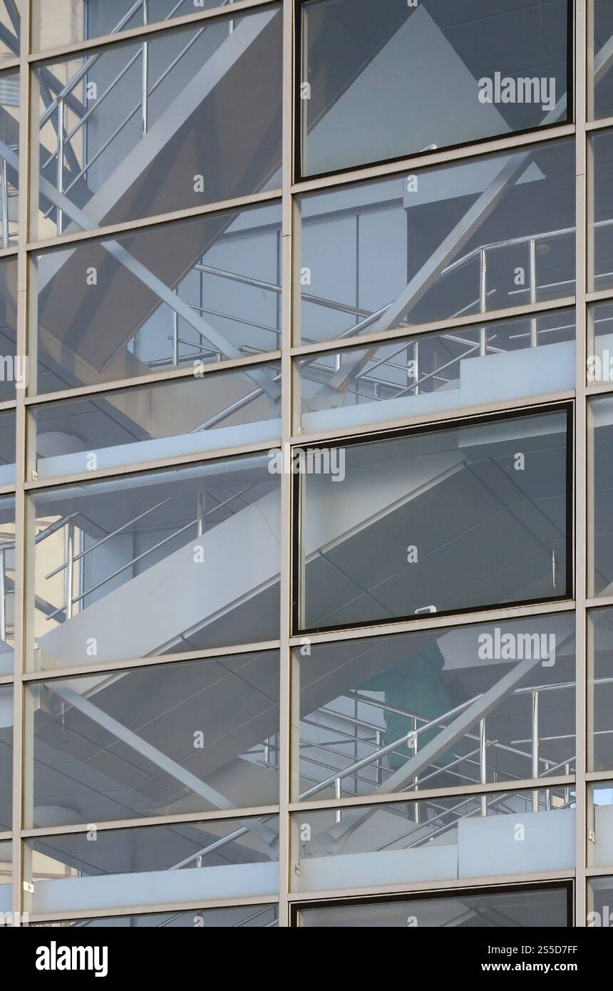 Fragment of a modern glazed staircase in a multi-storey building Stock ...