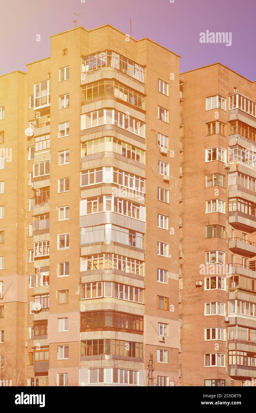 Detailed photo of multi-storey residential building with lots of ...