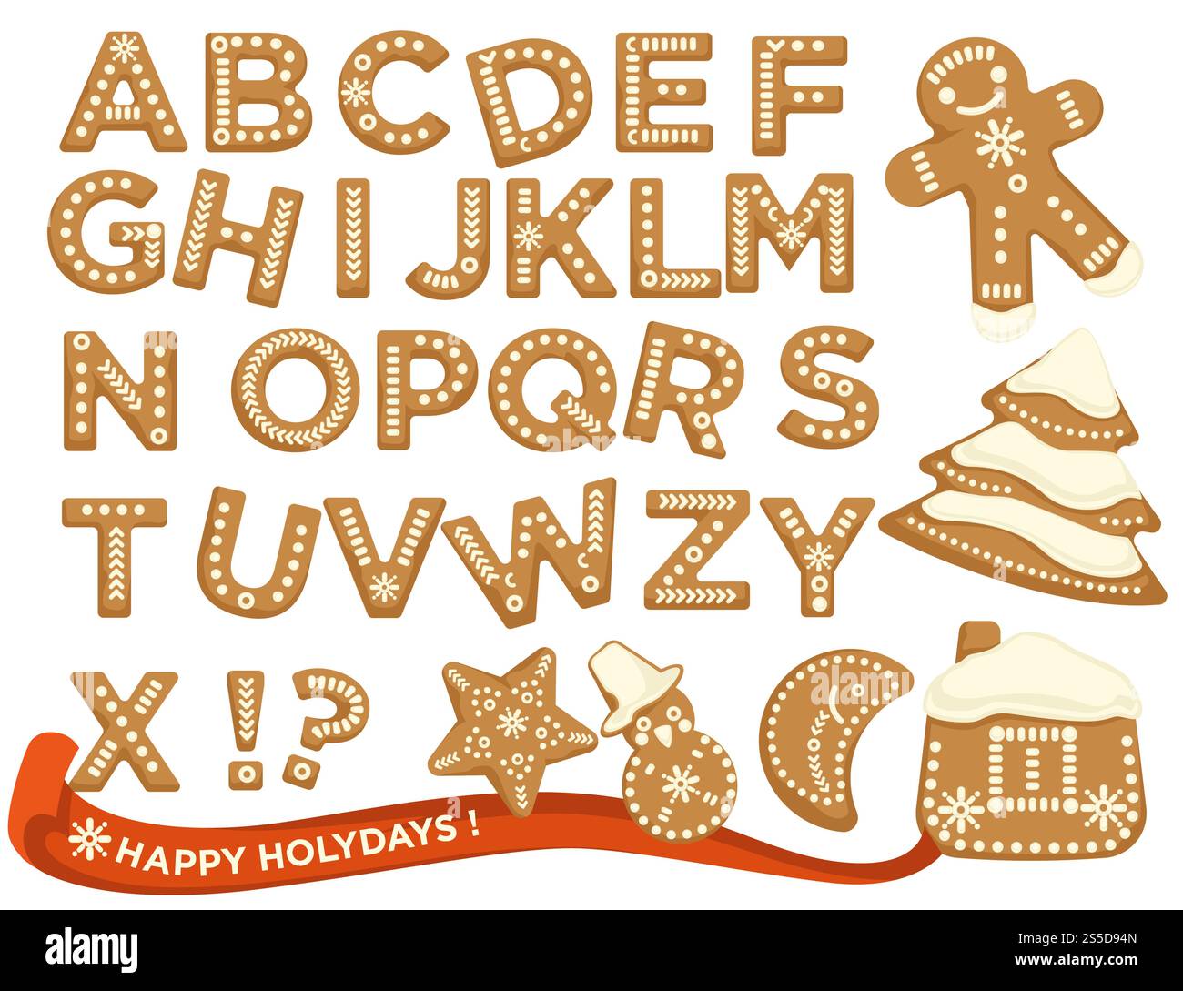 Happy holidays, Christmas abc letters font, graphic design vector ...